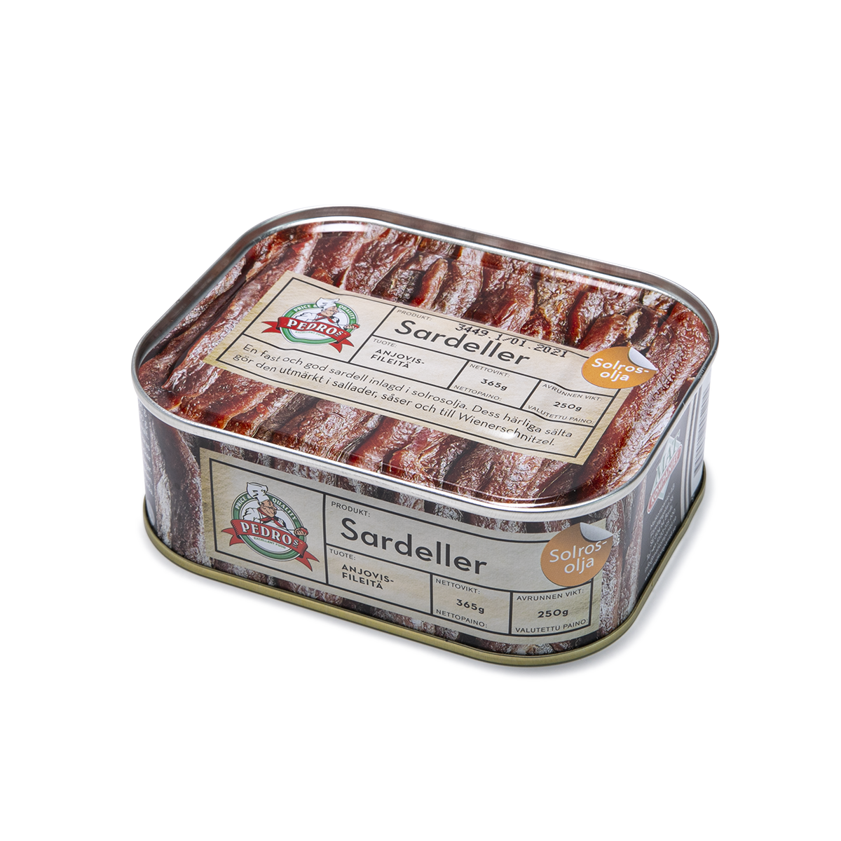 Anchovetafilé (sardeller) i solrosolja 335 gr/konserv Pedros | JHB